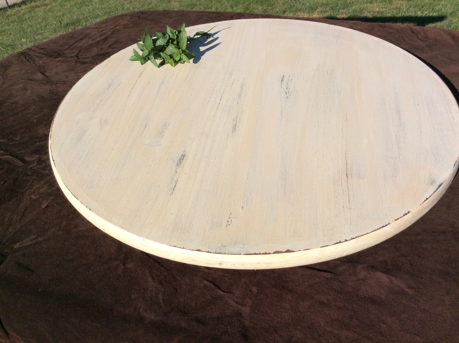 White Distressed Lazy Susan Extra Large 30 Round | Etsy