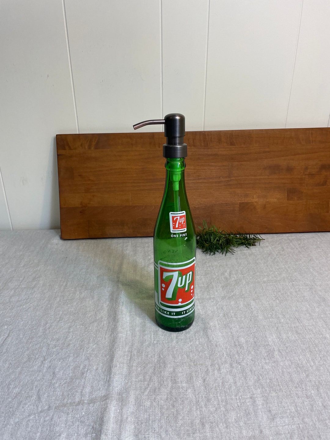 Vintage 7-UP Cola Soda Bottle Soap Dispenser Bathroom Kitchen Pump ...
