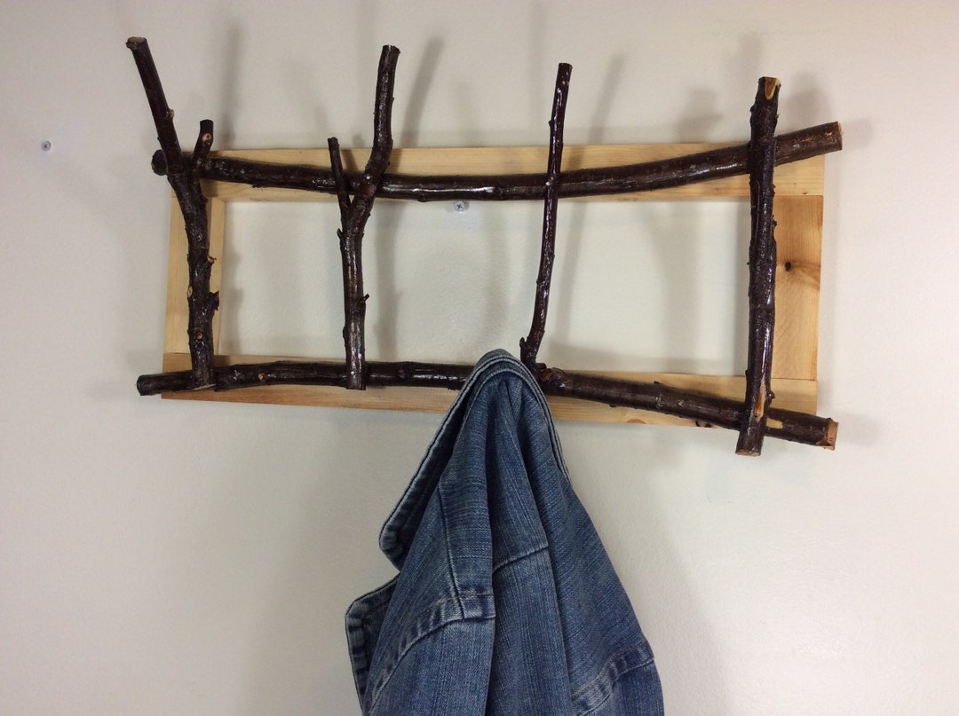 Twig Branch Wall Rack Hooks Large Wood - Etsy