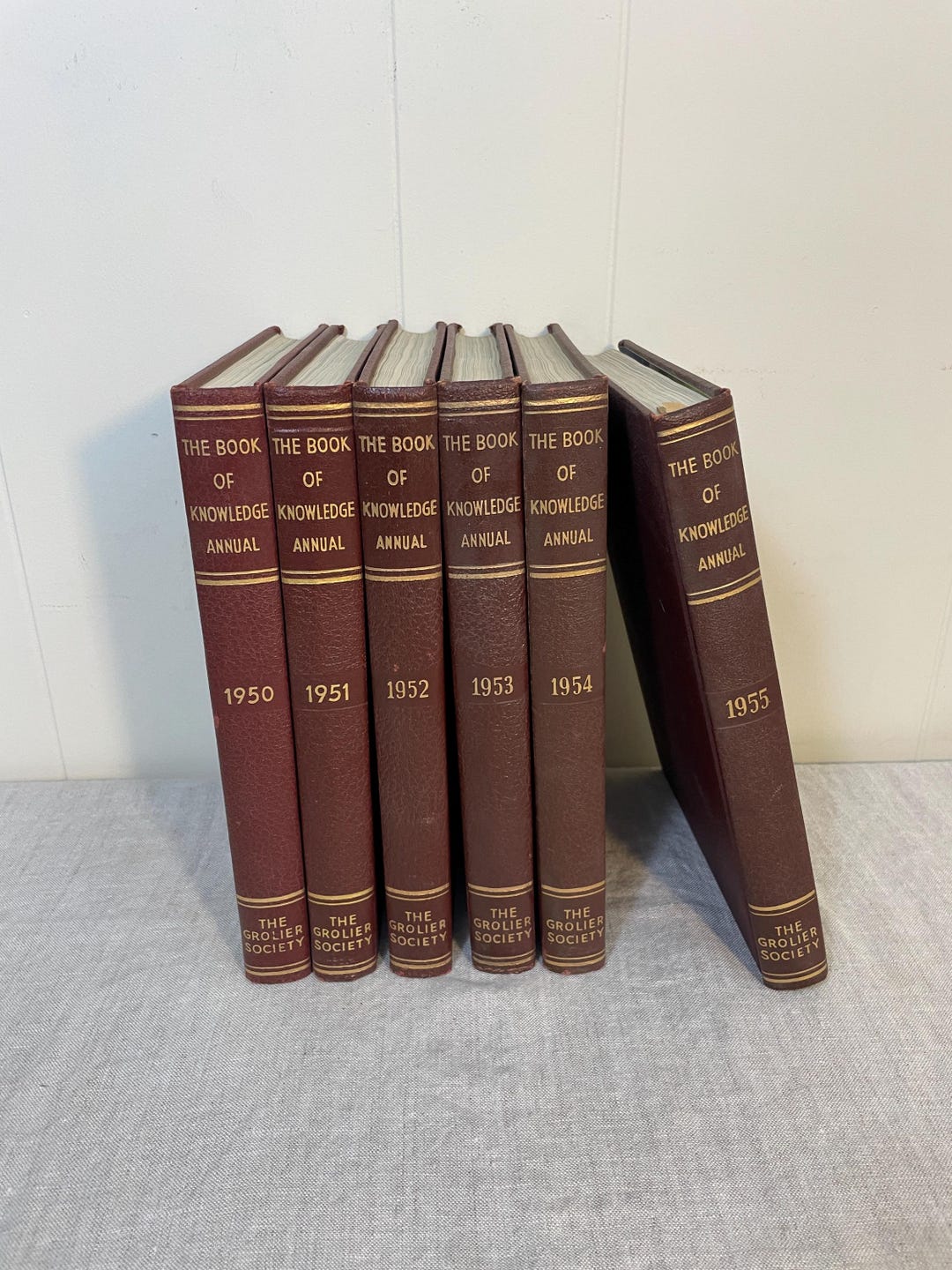 Prop Books the Book of Knowledge Encyclopedia Decor Leather Antique ...