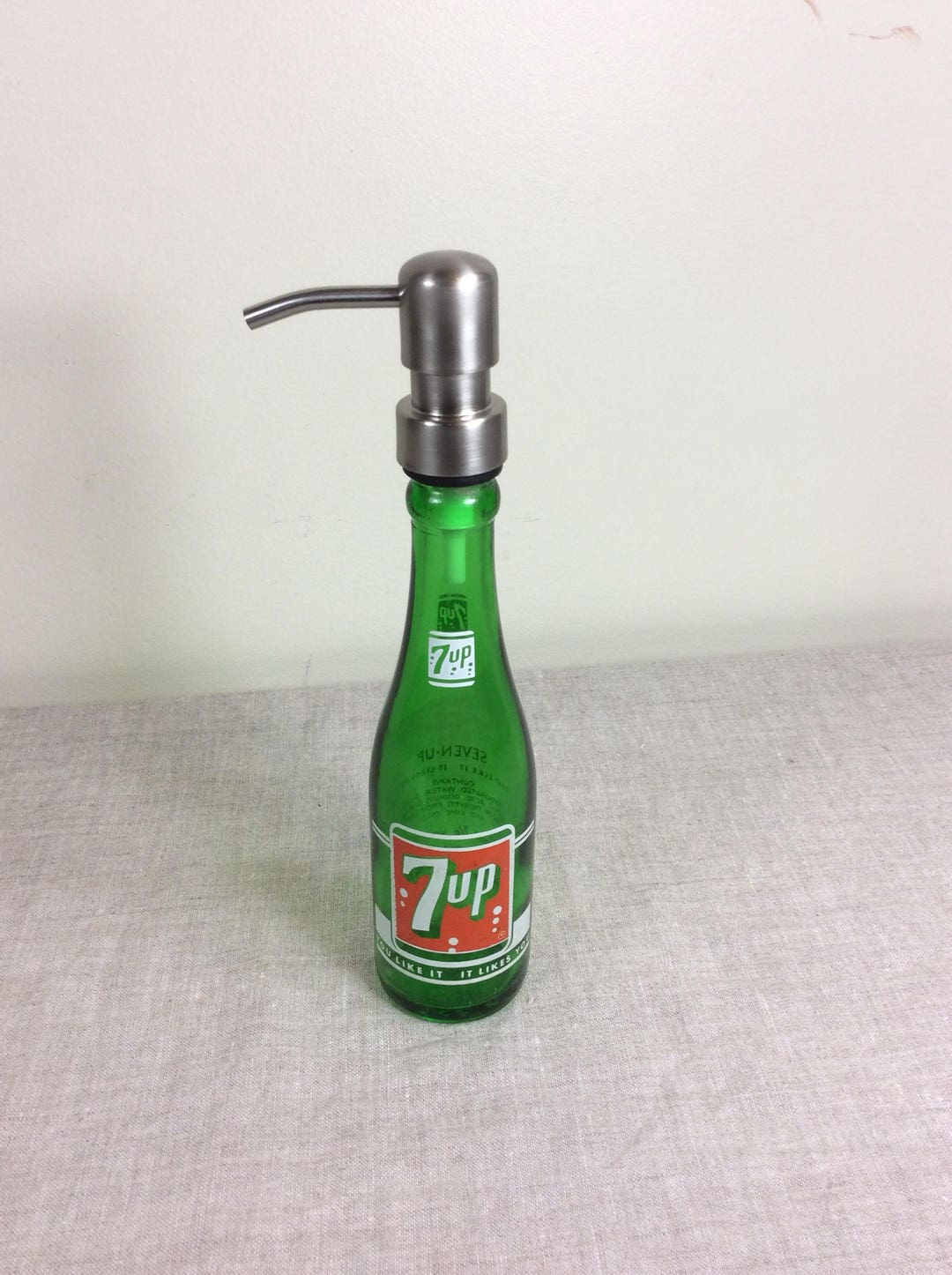 Vintage 7-UP Cola Soda Bottle Soap Dispenser Bathroom Kitchen Pump ...