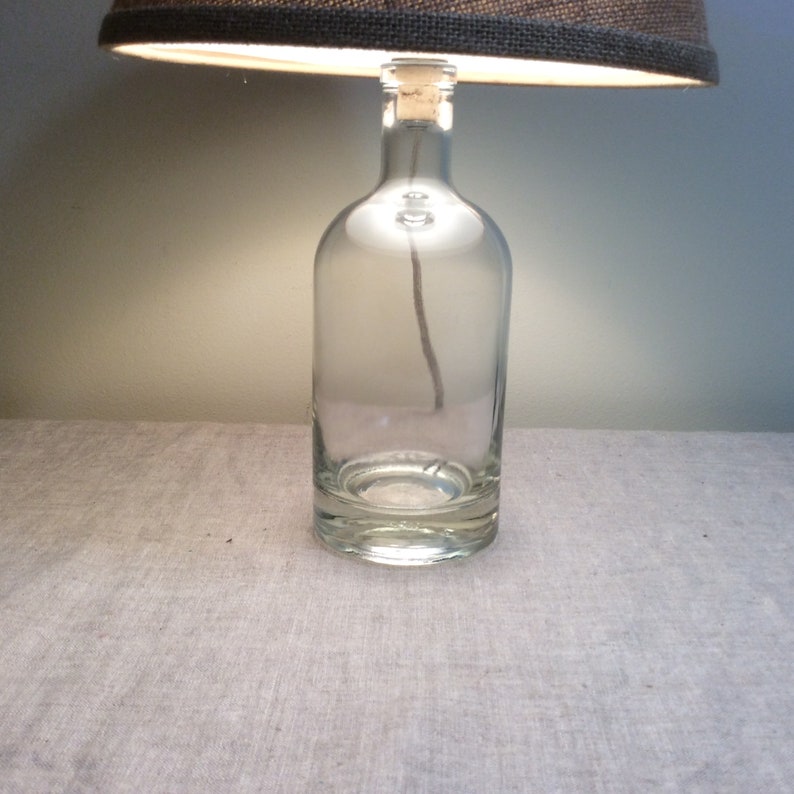 Round Tall Bottle Lamp Clear Glass Fillable Table - Etsy