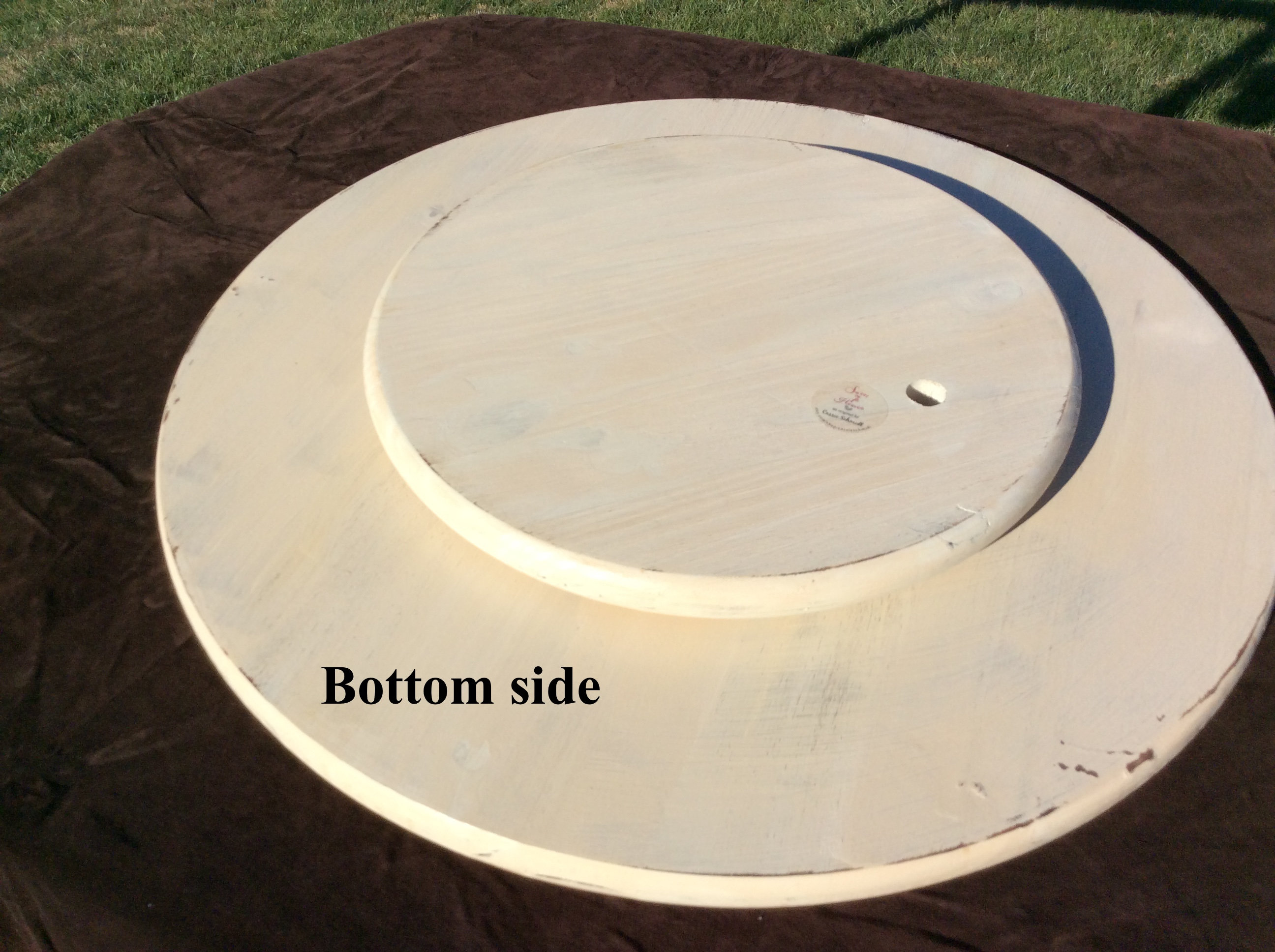 White Distressed Lazy Susan Extra Large 30 Round | Etsy