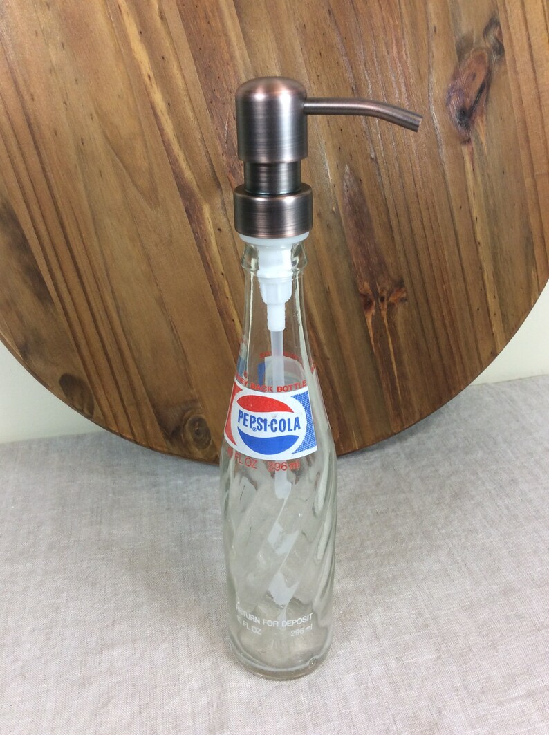 Vintage Pepsi Cola Soda 12 Oz Bottle Soap Dispenser Bathroom Kitchen ...