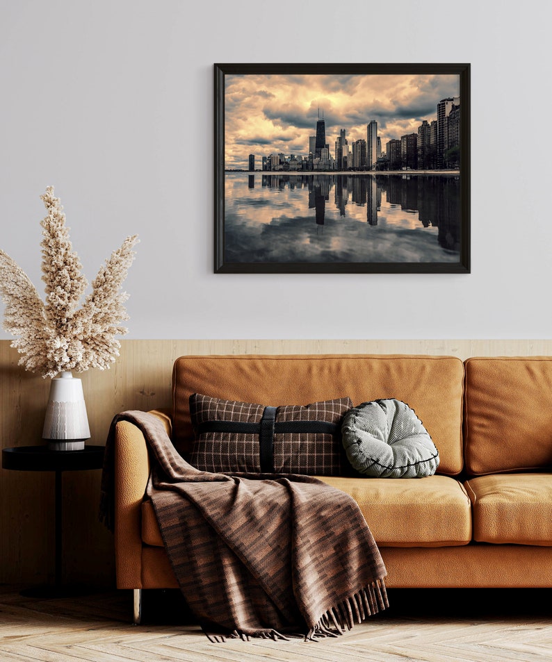Chicago Skyline Sunset, Chicago Wall Art, Chicago Cityscape, Chicago ...
