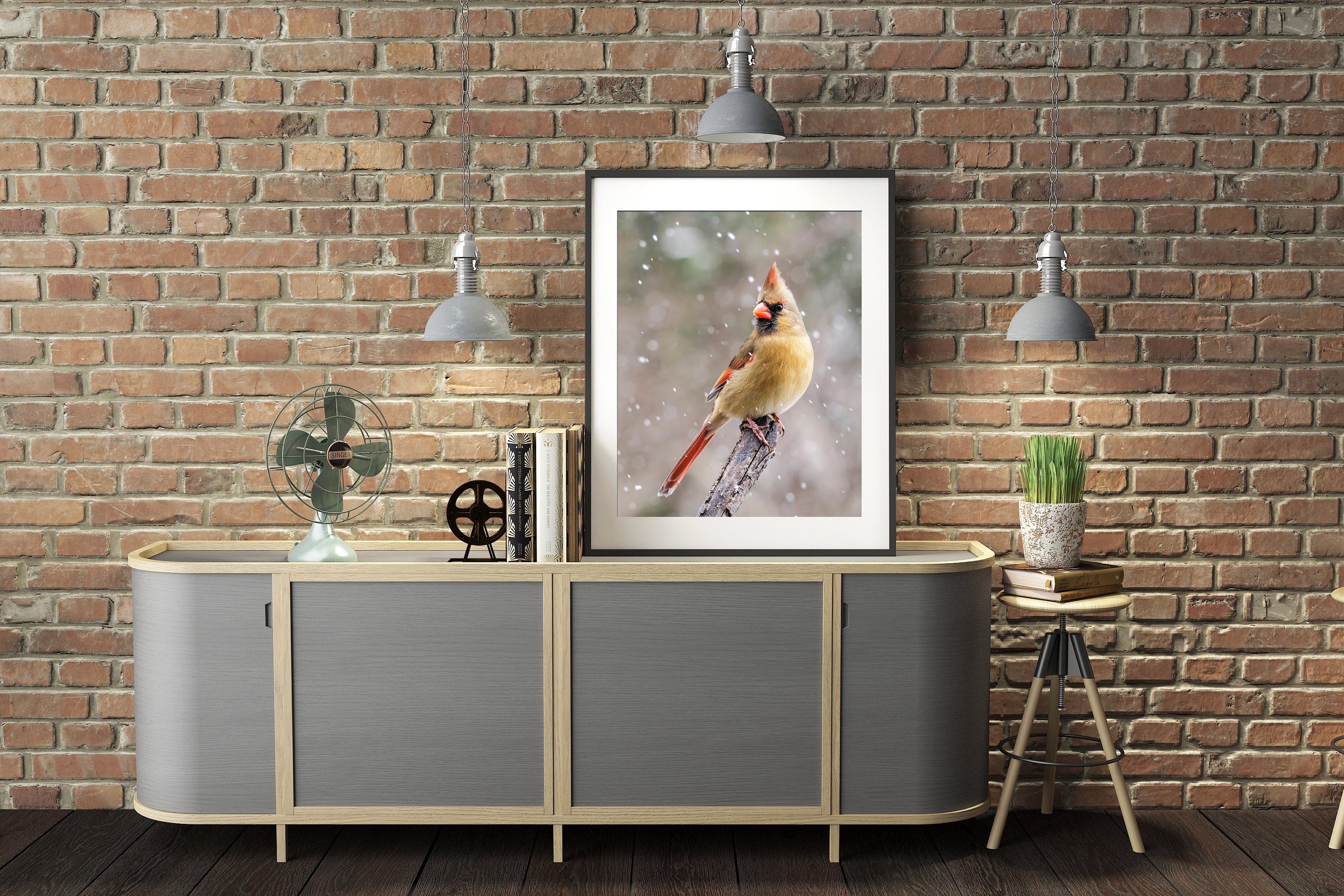 Winter Cardinal Wall Art, Cardinal Wall Decor, Bird Wall Print ...