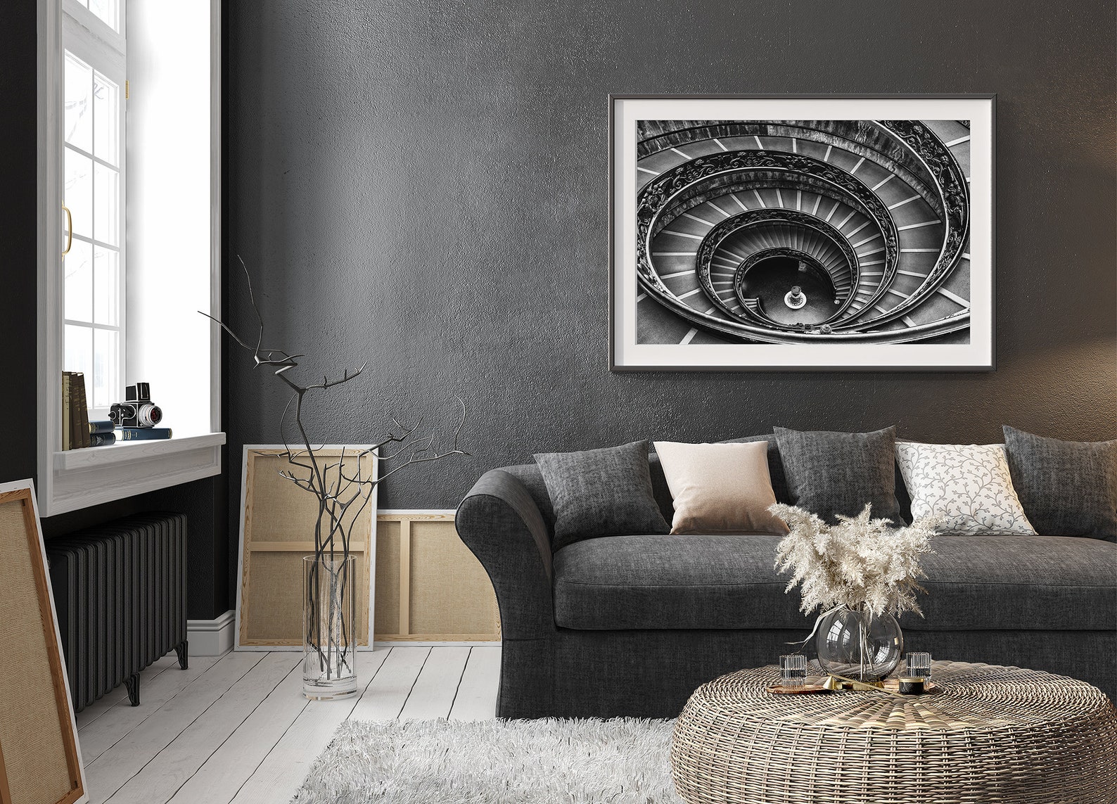 Spiral Staircase, Fibonacci Spiral, Geometric Wall Art, Neutral Wall ...