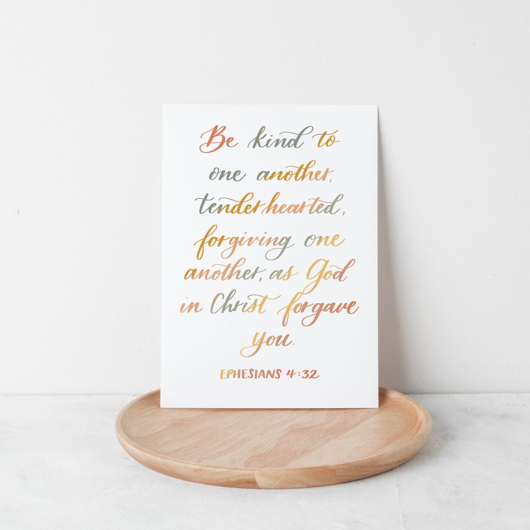 Be Kind to One Another Bible Verse Card | Calligraphy Card | Religious ...