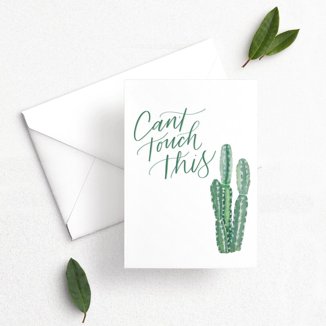 Can't Touch This Cactus Plant Card Watercolor & Calligraphy Gift for ...