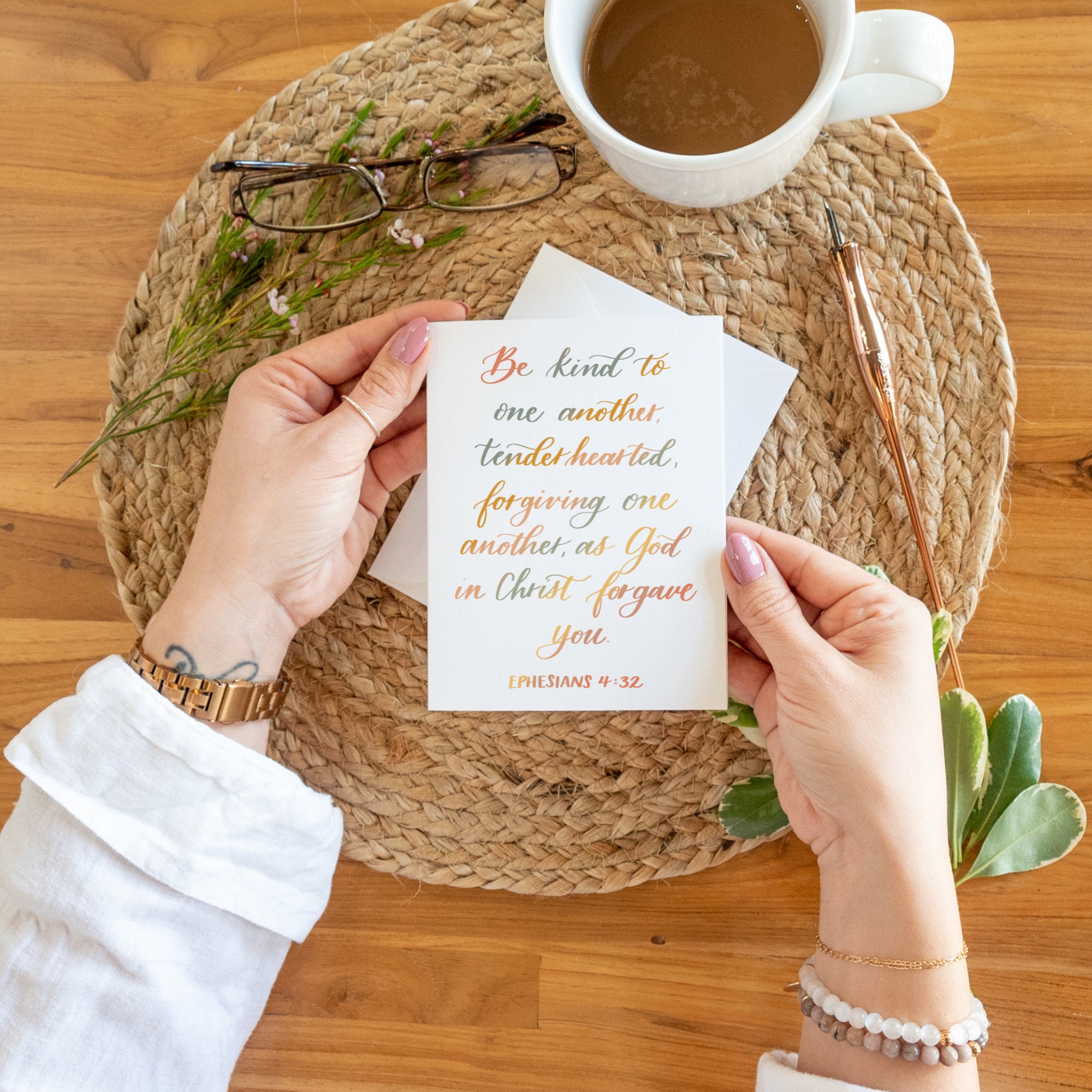 Be Kind to One Another Bible Verse Card Calligraphy Card Religious ...