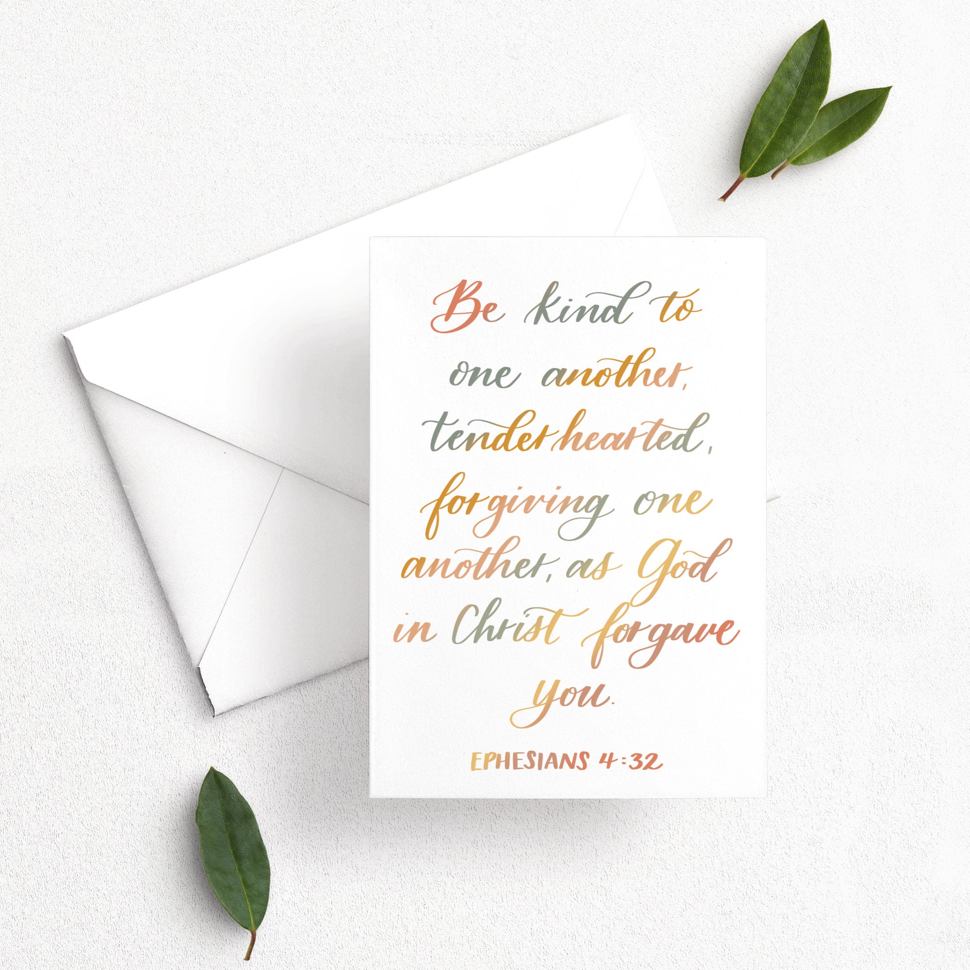 Be Kind to One Another Bible Verse Card Calligraphy Card Religious ...