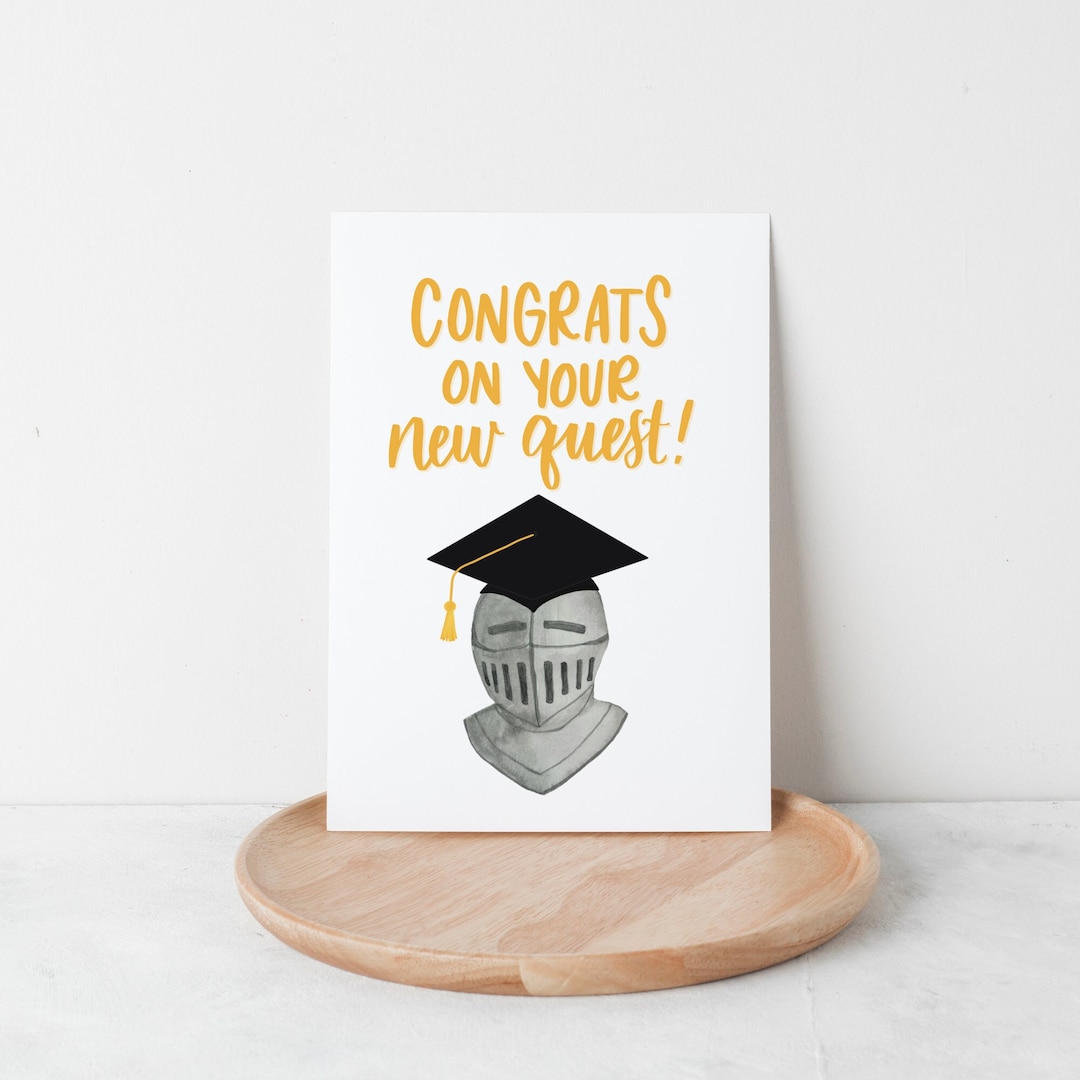 Congrats New Quest Graduation Card Watercolor D and D Card Nerd Geek ...