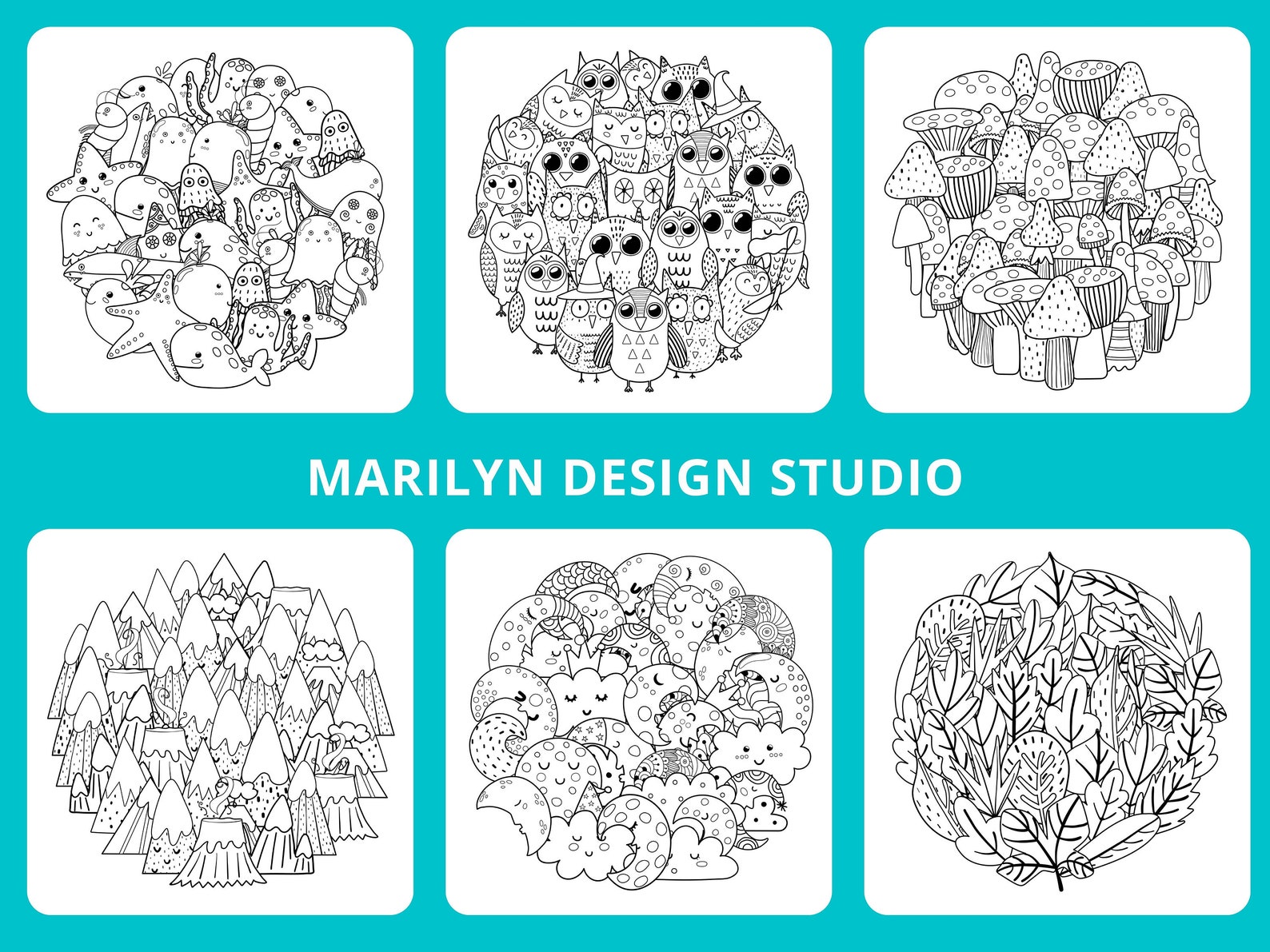 A Bundle of Coloring Pages Doodles Mandala - Etsy