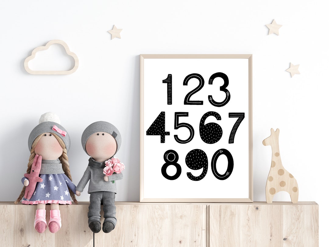 Printable Scandinavian Number Print - Kids Wall Art - Nursery Doodle ...