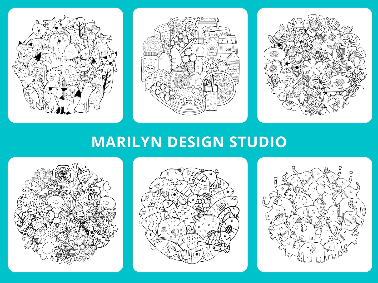 A Bundle of Coloring Pages Doodles Mandala - Etsy