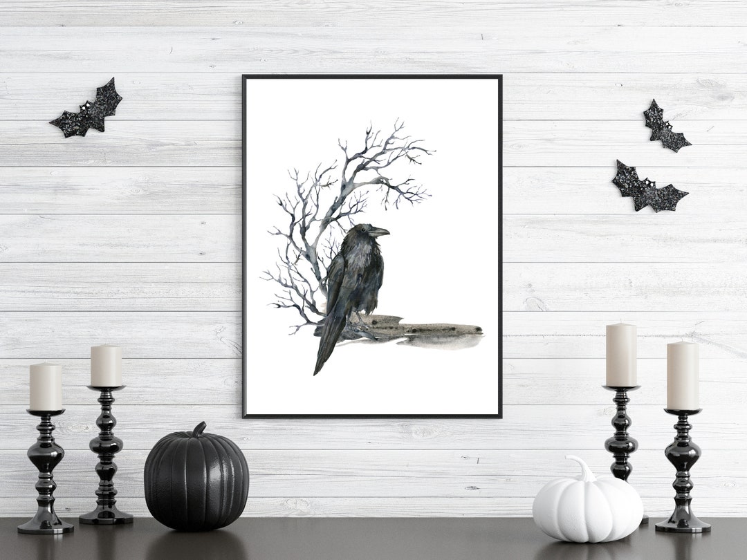 Crow, Halloween Decor, Creepy, Dark Spooky, Black Bird, Raven Crow ...