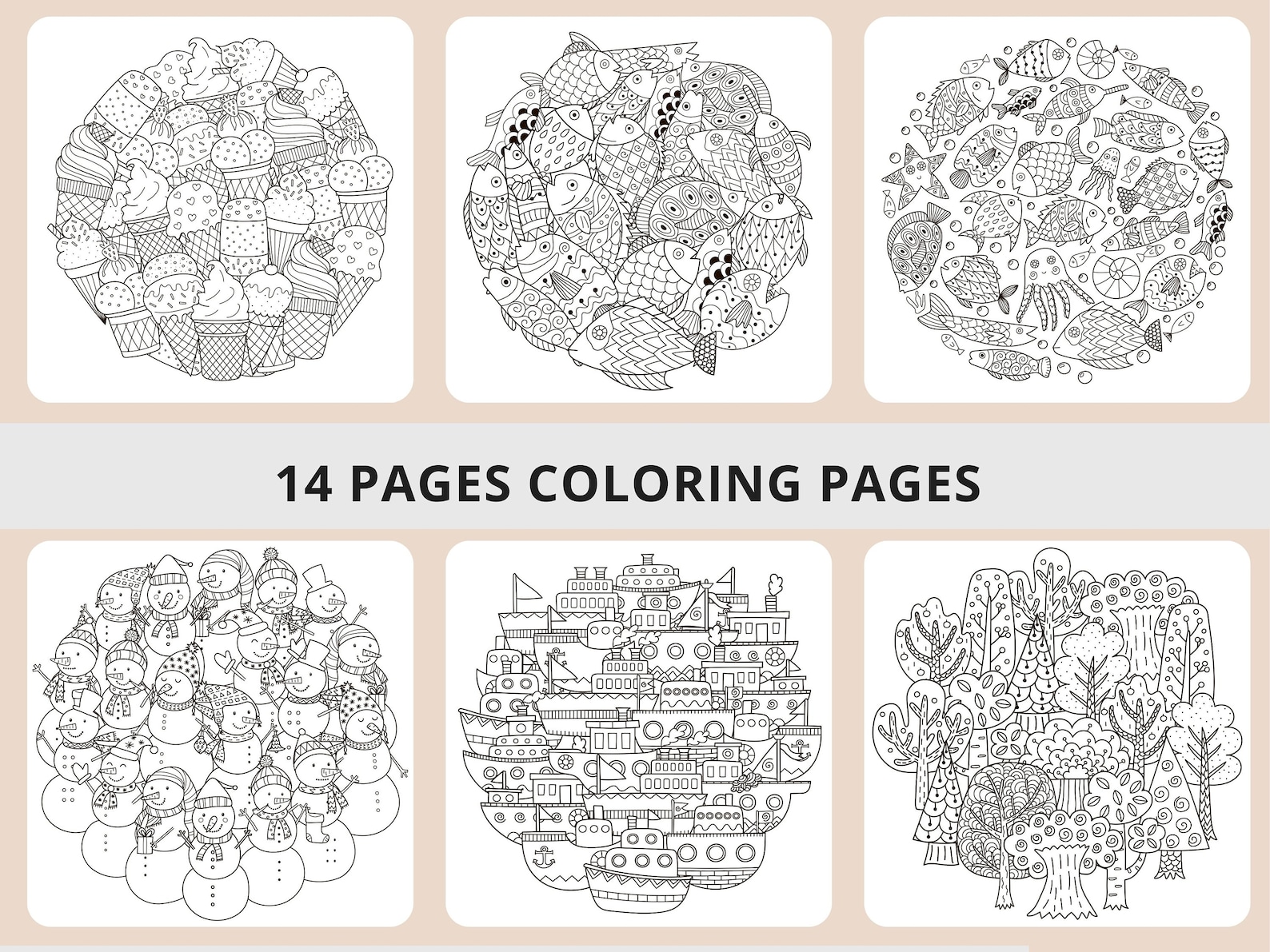 A Bundle of Coloring Pages - Doodles - Mandala - Etsy