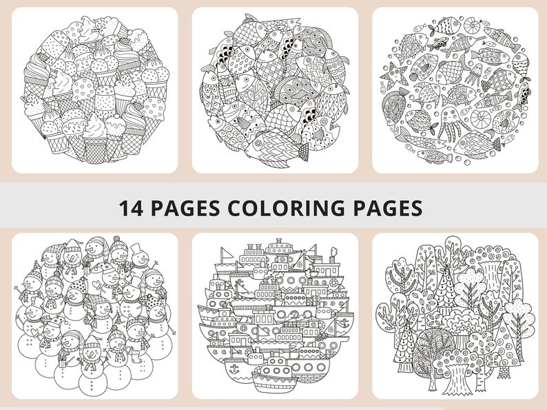 A Bundle of Coloring Pages - Doodles - Mandala - Etsy
