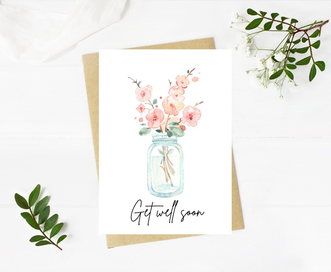 Get Well Soon Card, Watercolor, Last Minute Instant Downloadable Card ...
