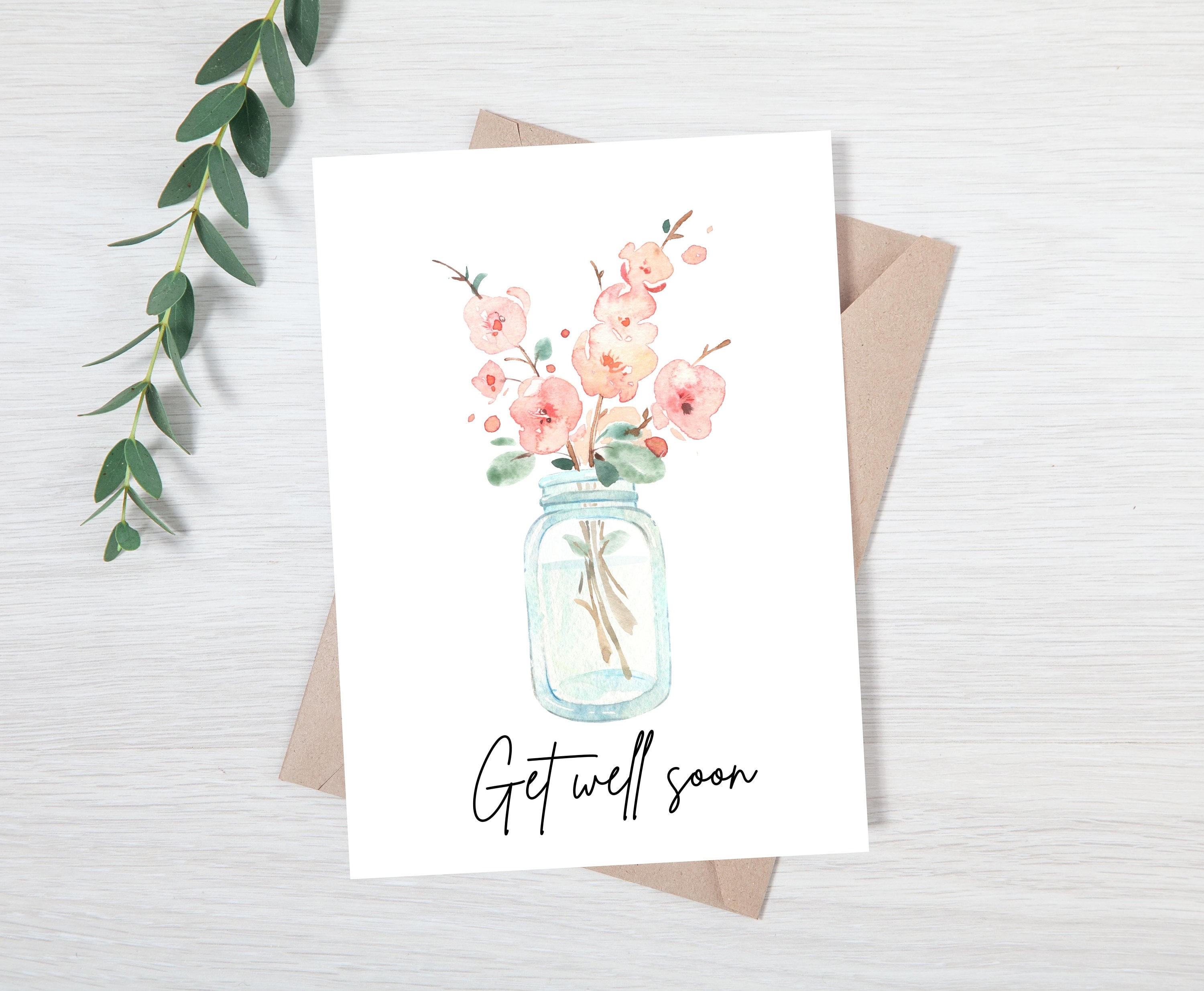 Get Well Soon Card, Watercolor, Last Minute Instant Downloadable Card ...