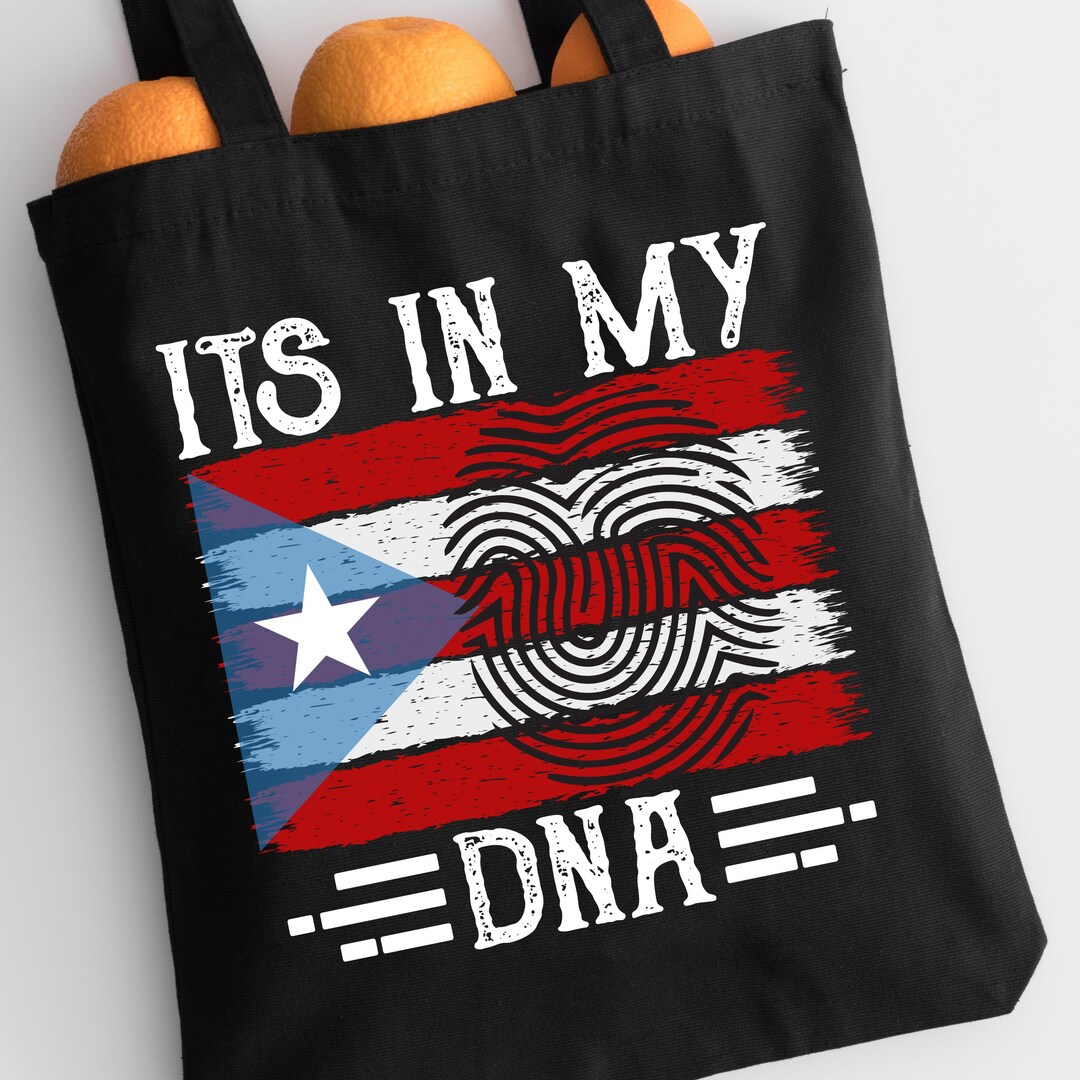 Puerto Rico Flag DNA Canvas Tote Bag, Puerto Rican Gift, Caribbean Tote ...