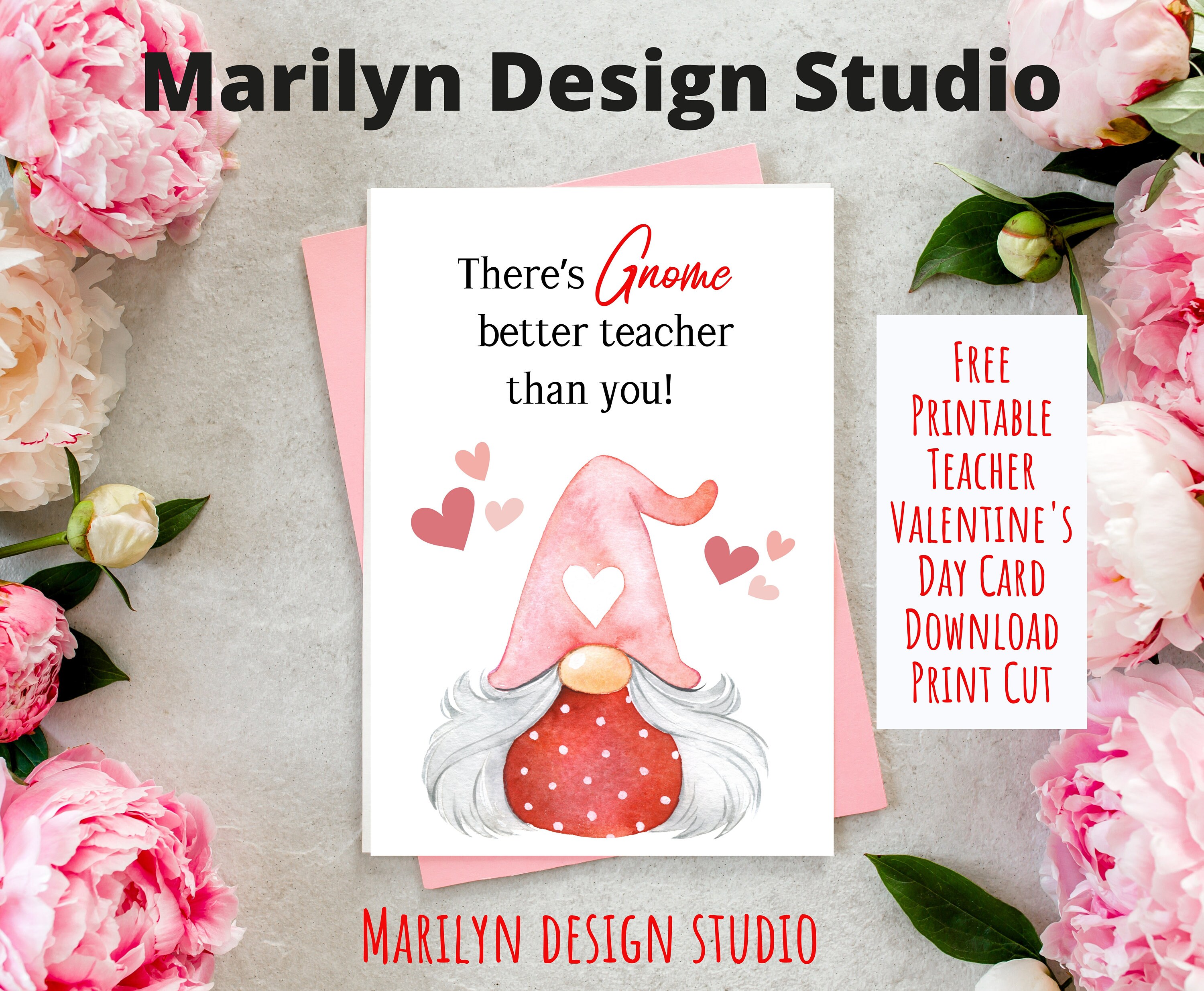 Kids Gnome Valentine's Day Cards, Includes a Teacher Gnome Card ...