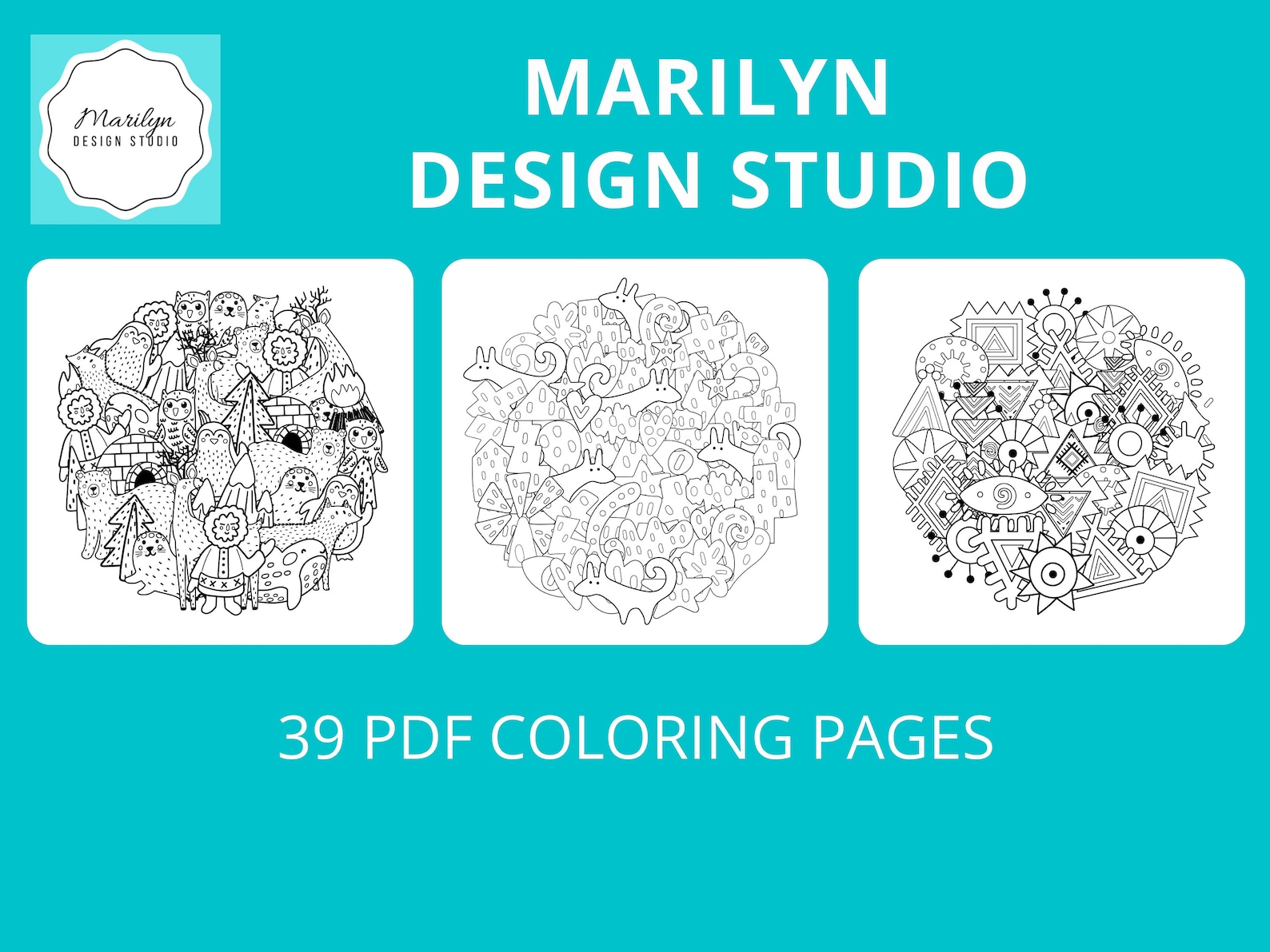 A Bundle of Coloring Pages Doodles Mandala - Etsy