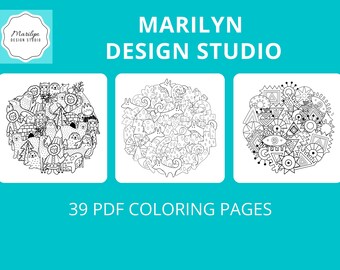 A Bundle of Coloring Pages Doodles Mandala | Etsy