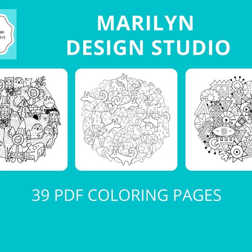 A Bundle of Coloring Pages Doodles Mandala - Etsy