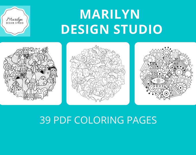 A Bundle of Coloring Pages Doodles Mandala - Etsy