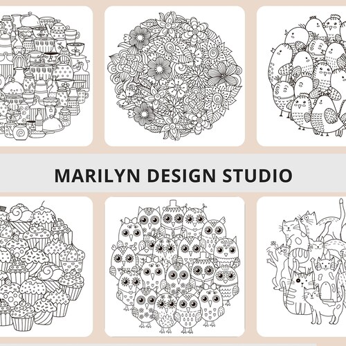 A Bundle of Coloring Pages Doodles Mandala | Etsy