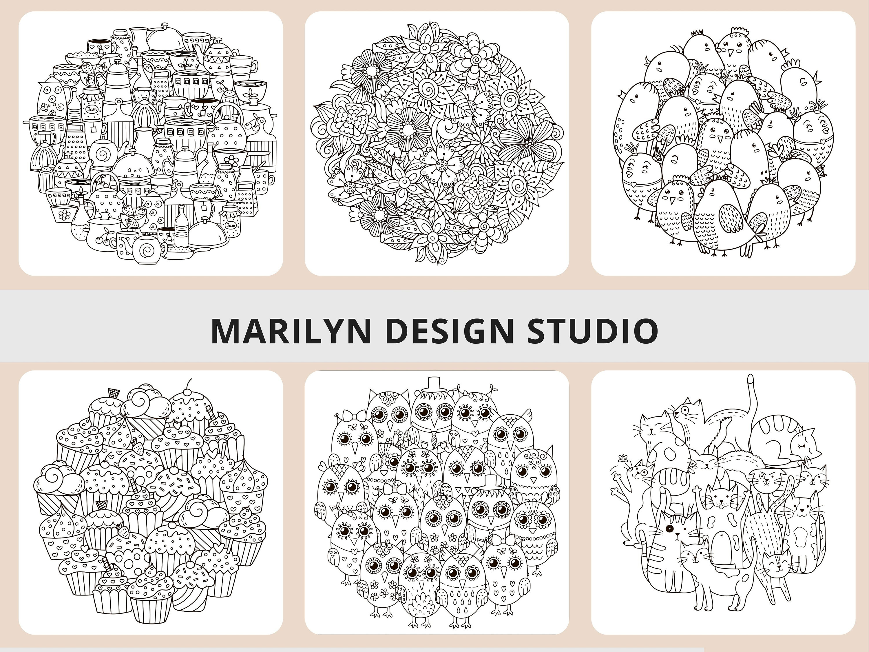 A Bundle of Coloring Pages - Doodles - Mandala - Etsy