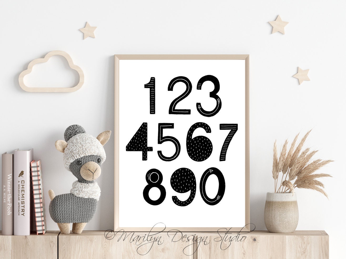 Printable Scandinavian Number Print - Kids Wall Art - Nursery Doodle ...