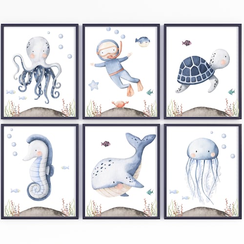 Sea Life Printable Wall Art Set of 2 Under the Sea Nursery - Etsy