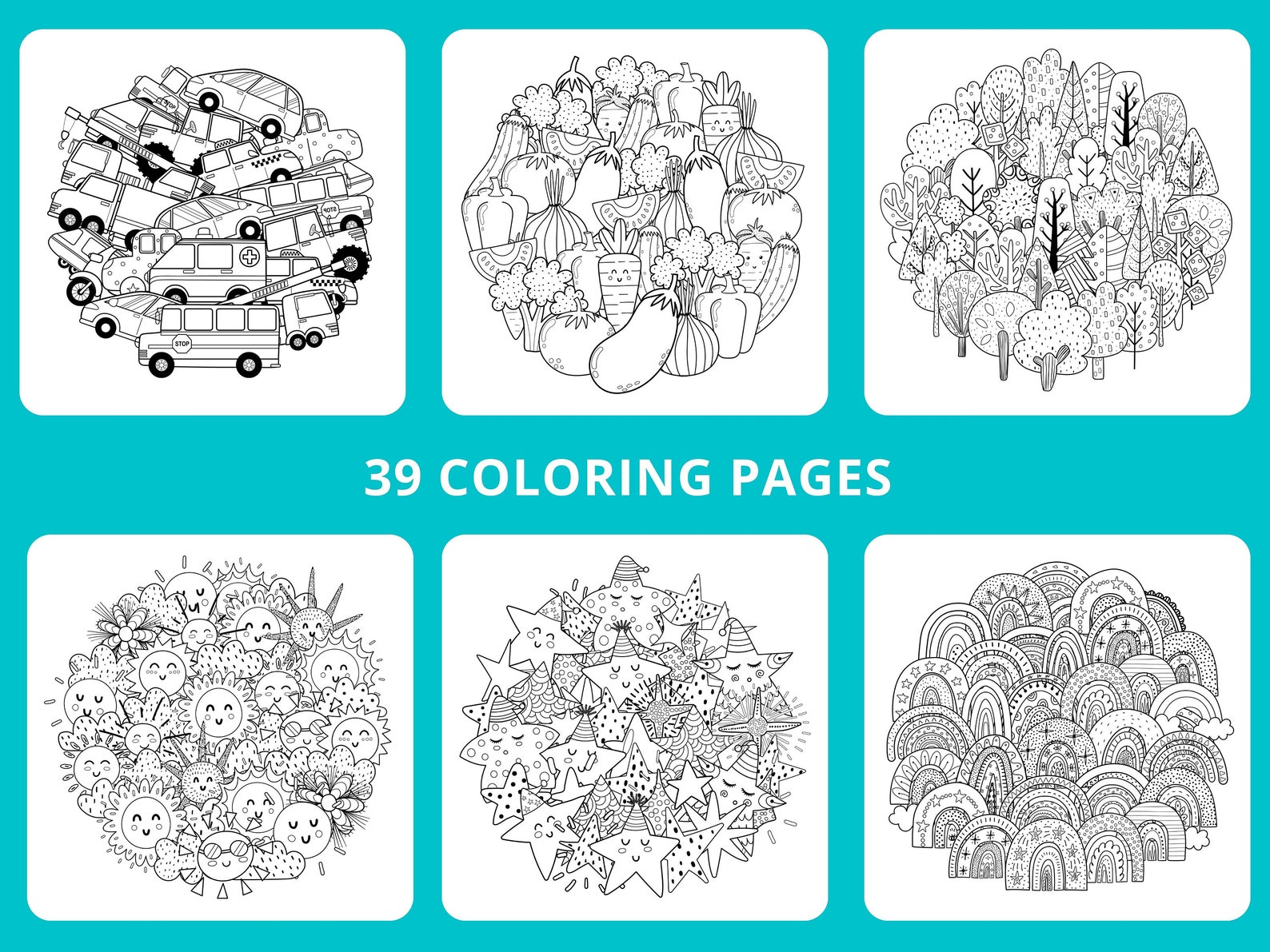 A Bundle of Coloring Pages Doodles Mandala - Etsy