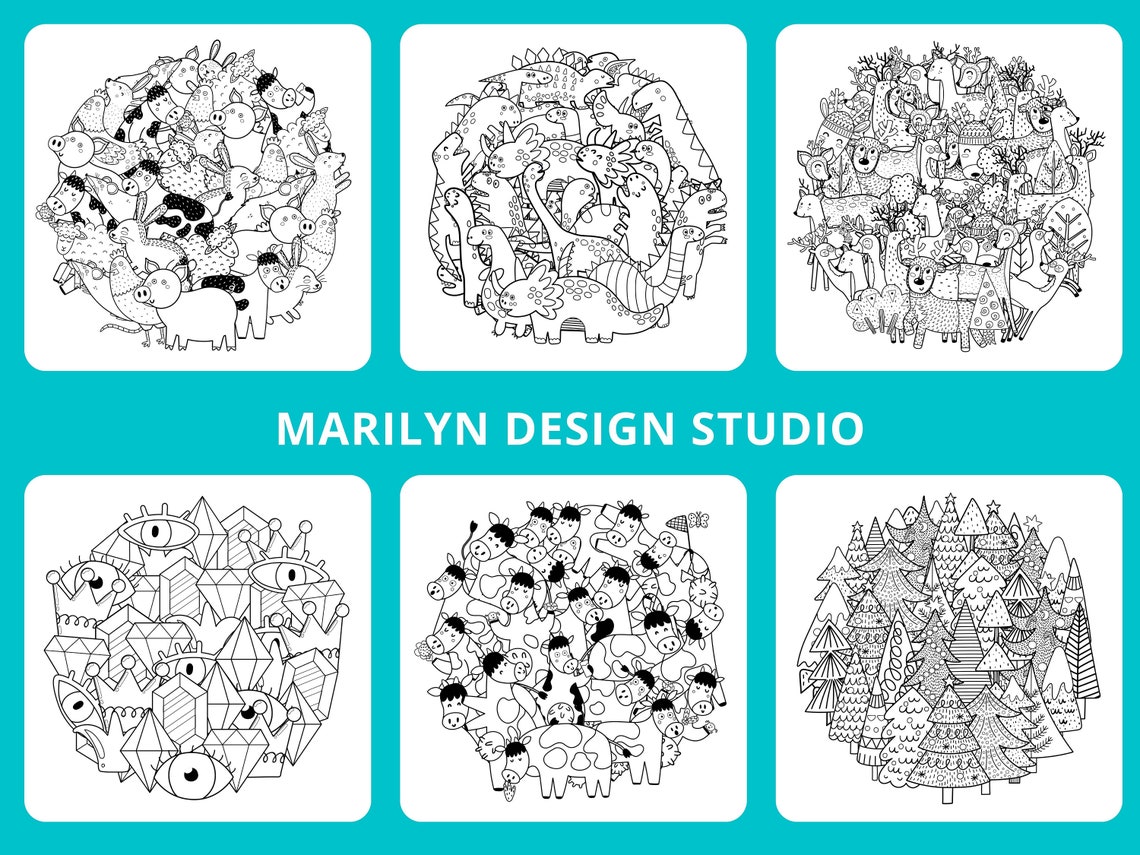 A Bundle of Coloring Pages Doodles Mandala - Etsy