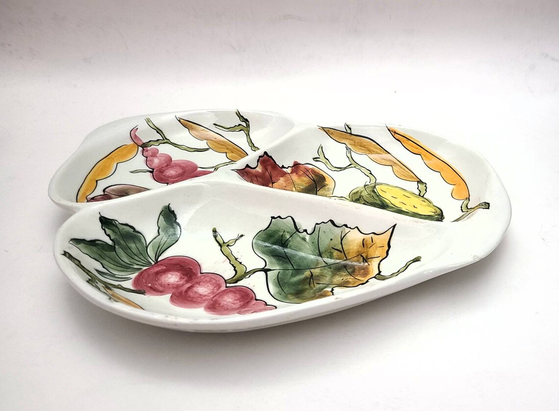 Vintage Ceramic Handpainted Vegetable Divided Serving Platter - Etsy