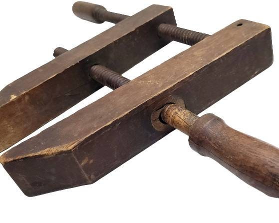 Early 20th century hand carved wood double screw woodworking | Etsy
