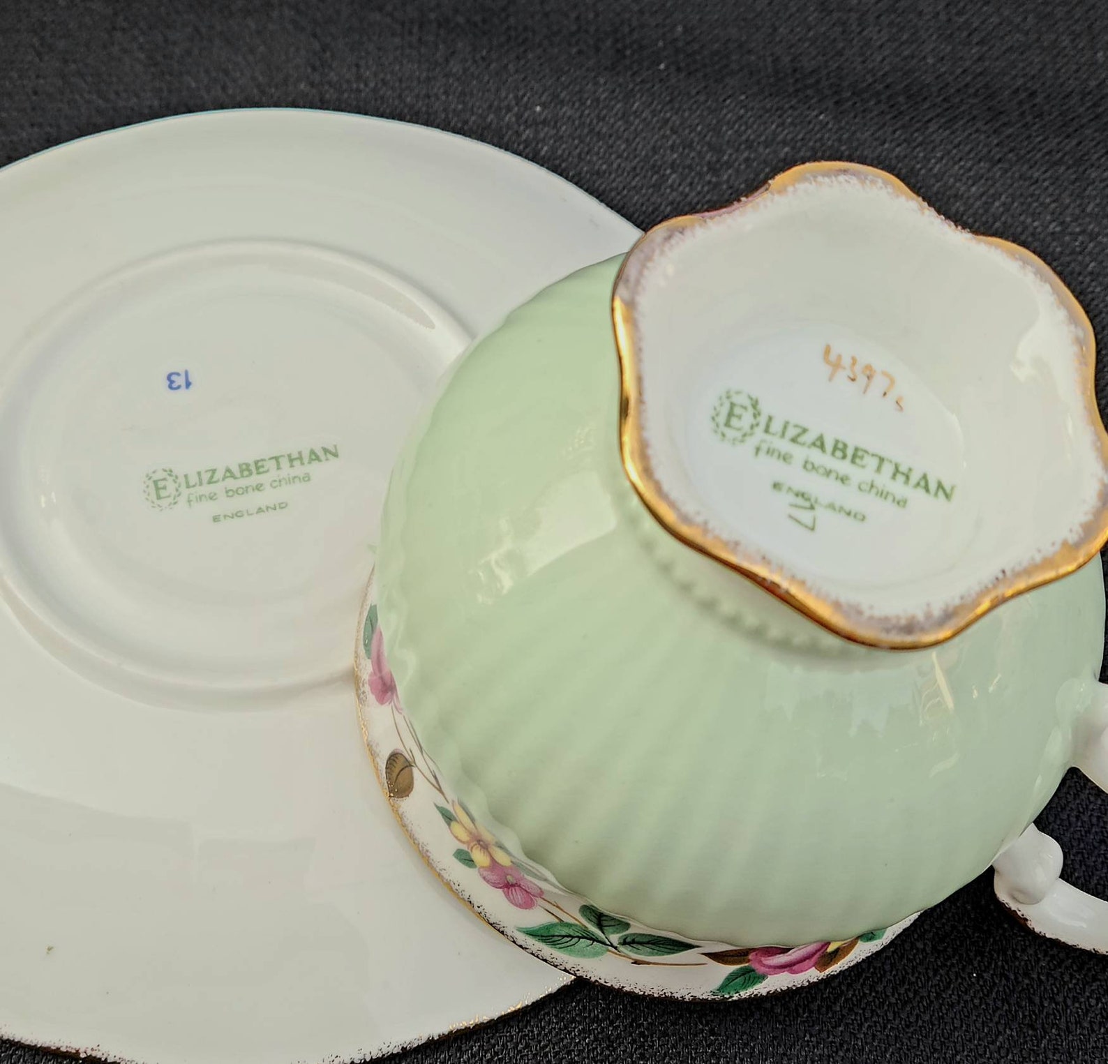 Vintage Elizabethan Scalloped Foot Cup and Saucer Handpainted - Etsy