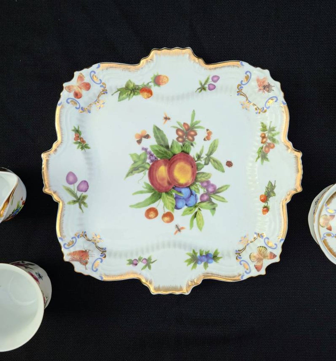 Vintage I. Godinger Tea Set With Fruit and Insects With a - Etsy