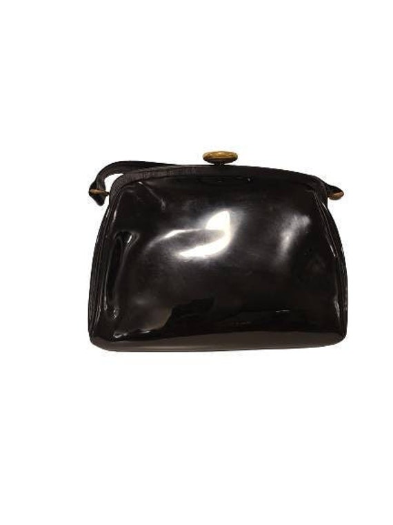 Vintage Block Patent Leather Purse With Pushlock Closure | Etsy