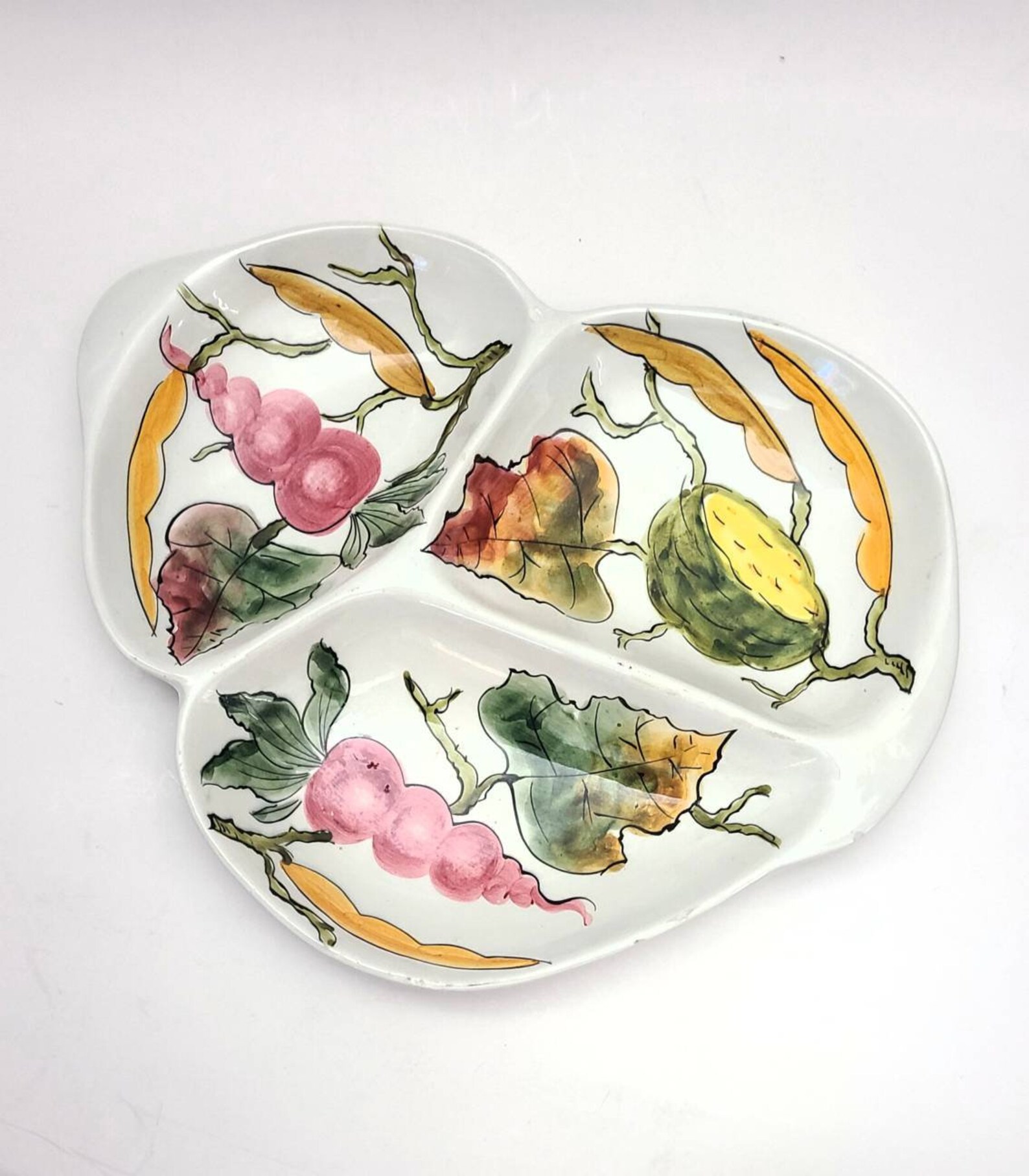 Vintage Ceramic Handpainted Vegetable Divided Serving Platter, Made in ...