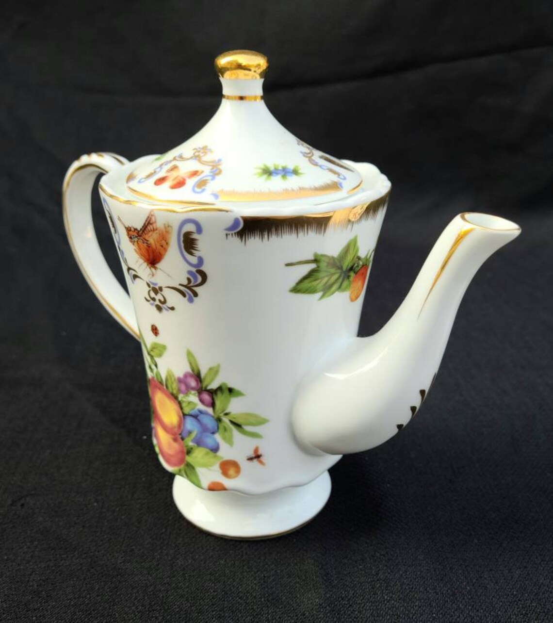 Vintage I. Godinger Tea Set With Fruit and Insects With a - Etsy