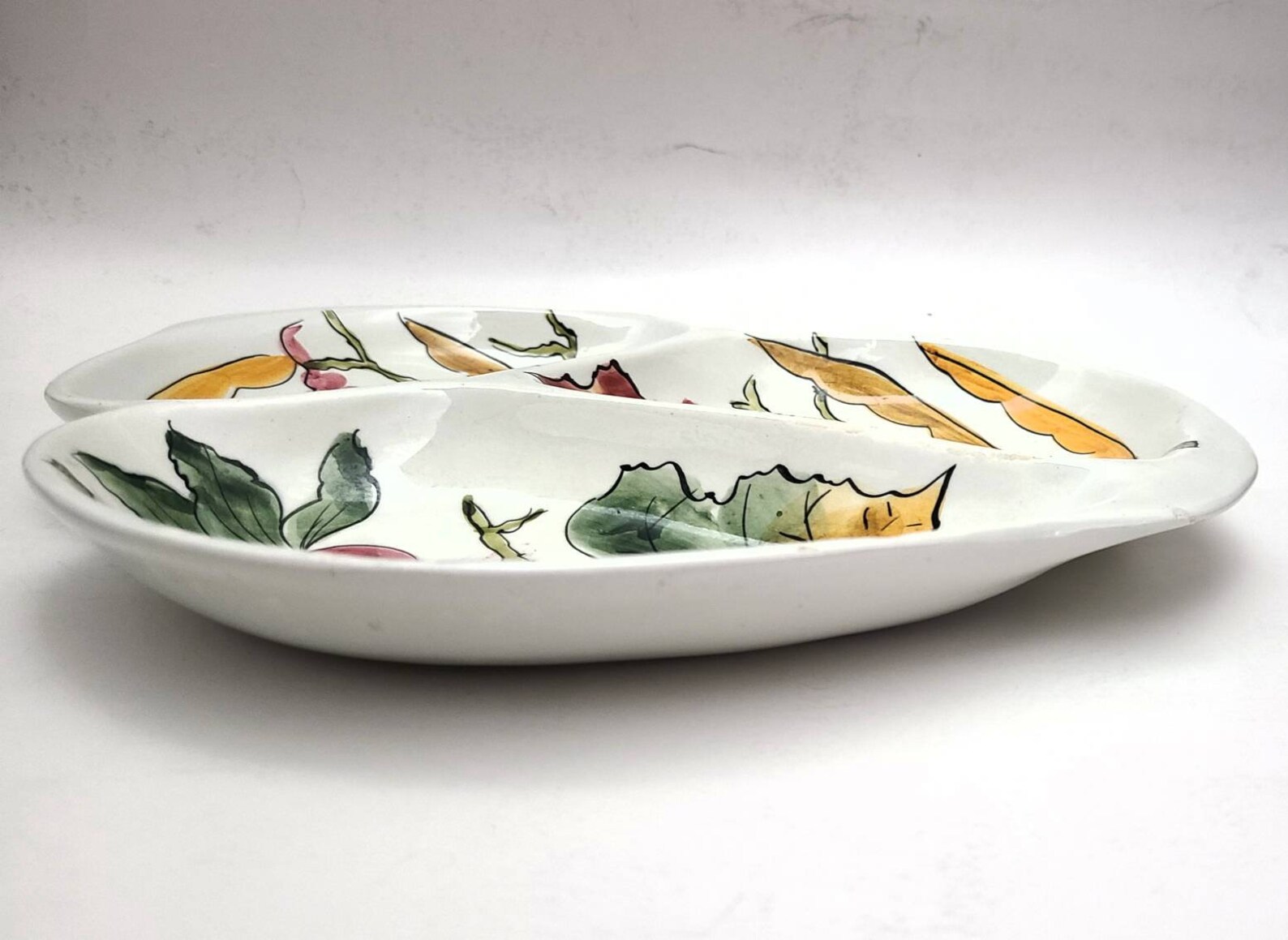 Vintage Ceramic Handpainted Vegetable Divided Serving Platter, Made in ...