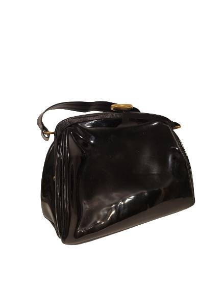 Vintage Block Patent Leather Purse With Pushlock Closure | Etsy