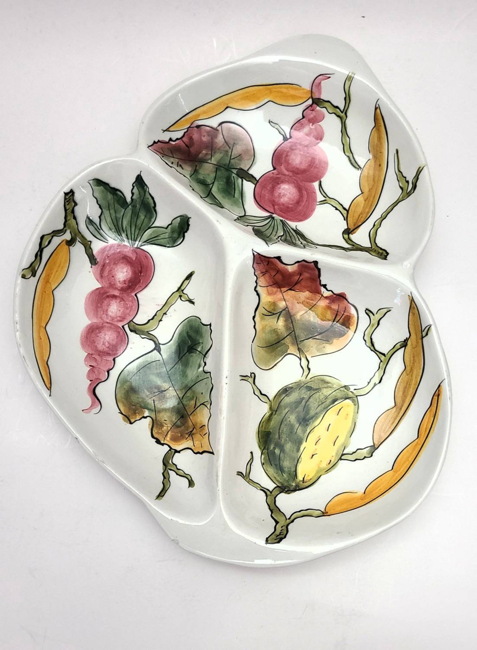 Vintage Ceramic Handpainted Vegetable Divided Serving Platter, Made in ...