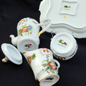 Vintage I. Godinger Tea Set With Fruit and Insects With a Brushed Gold ...