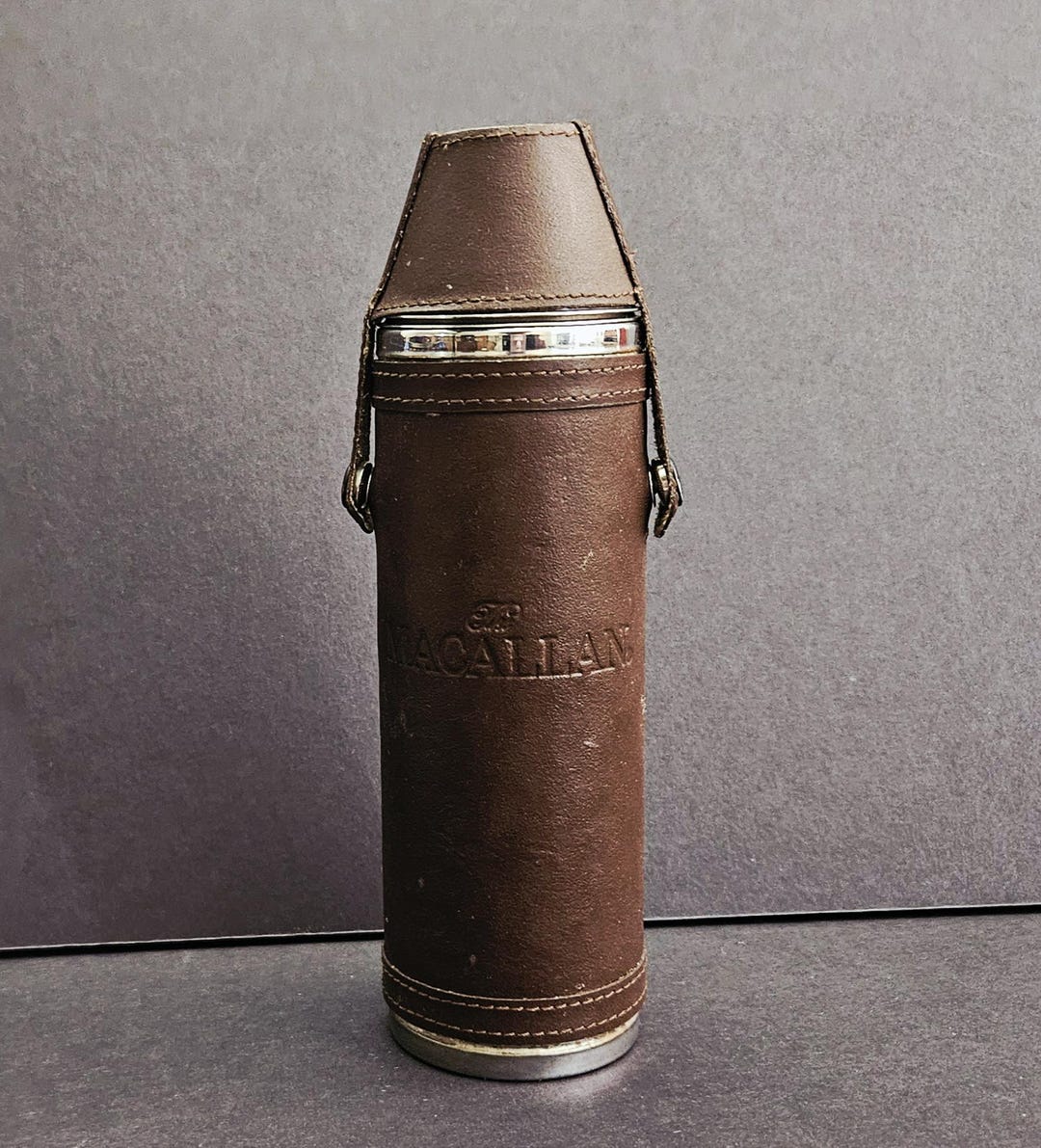 The Macallan Leather-covered Whisky Flask With Two Stainless Steel Shot ...