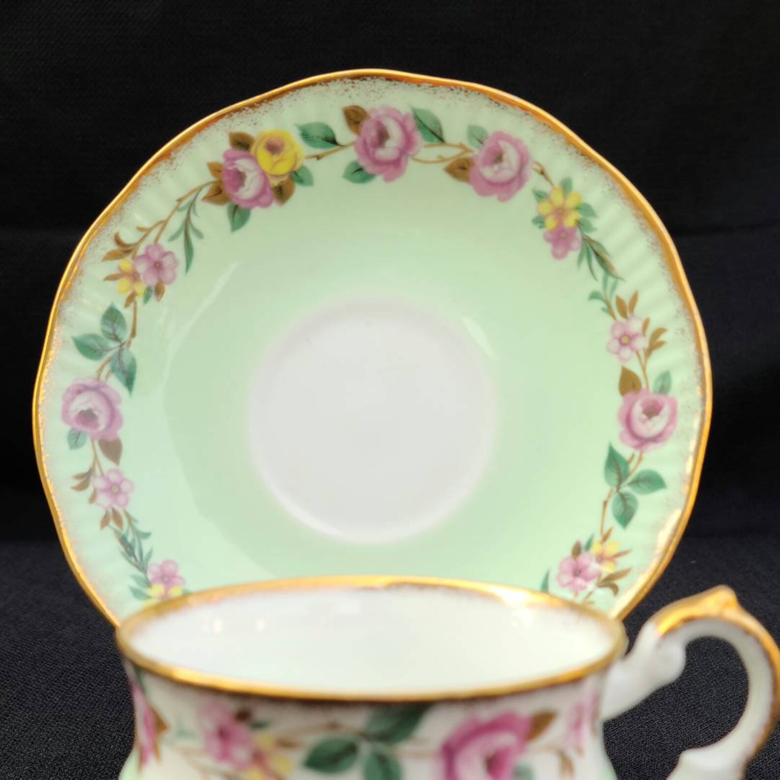 Vintage Elizabethan Scalloped Foot Cup and Saucer Handpainted - Etsy