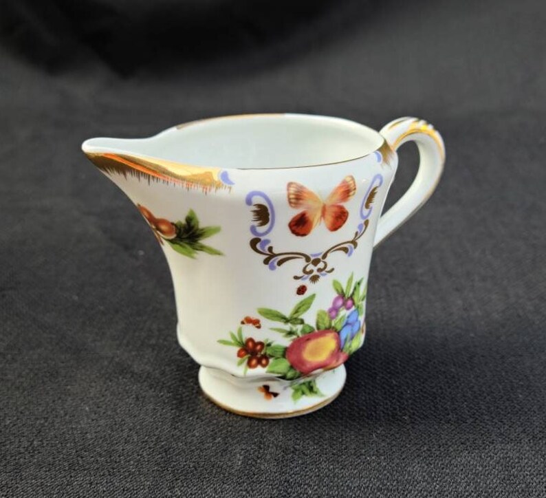 Vintage I. Godinger Tea Set With Fruit and Insects With a Brushed Gold ...